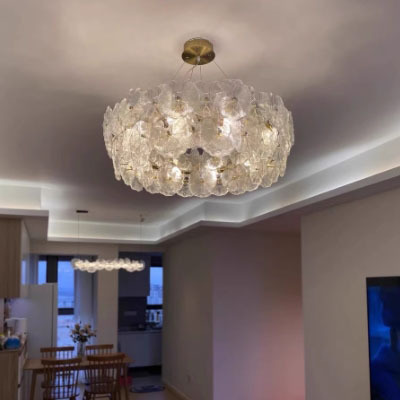 HEYE Glass Lotus Leaves Chandelier Light for Living Room, Bedroom ...