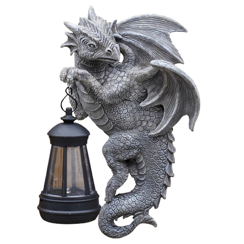 RYLAN Solar Resin Dragon Outdoor Wall Light for Villa, Fence & Park ...
