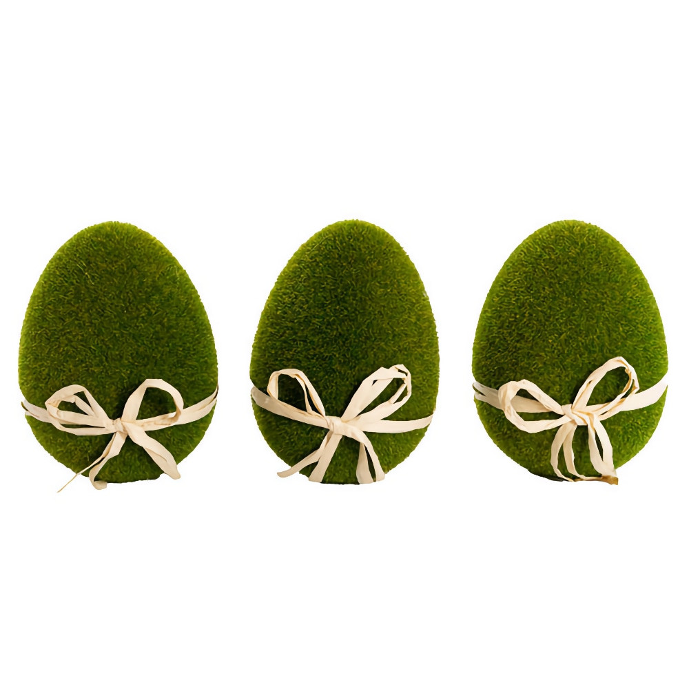 Green Flocked Moss Easter Egg - 15cm - Easter Town