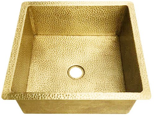 Brass Square Bar Bar/Prep Sink | Hammered Brass | Brass Sinks Direct