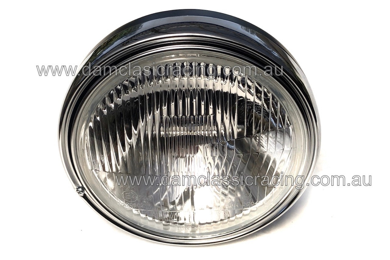 Headlight Complete 7" metal shell Lucas design with chrome rim [178mm ...