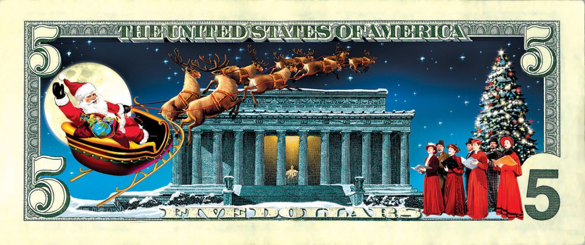 Jingle Bucks Colorized $5 Bill - Actual Authentic Collectable | Museum ...