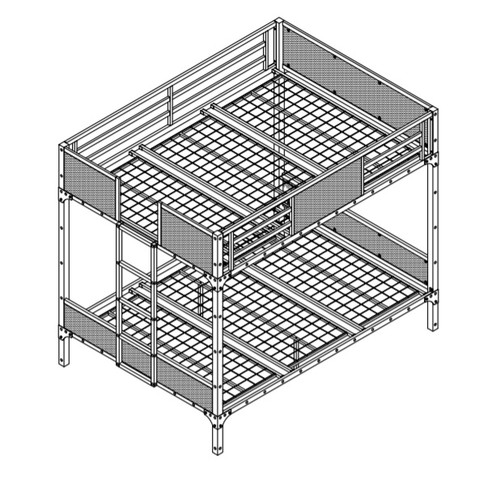 Metal Full Bunk Bed Industrial Style Black Frame
