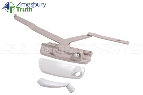 Dual Arm Casement Window Operator with Handle White Left
