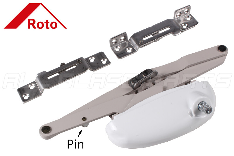 Awning Window Operator White w Black Glide and Pin