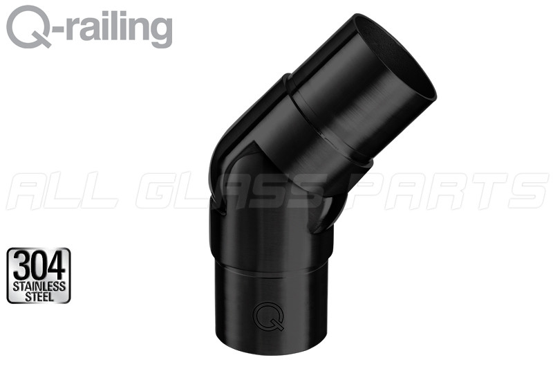 Adjustable Round Profile Handrail Connection Black