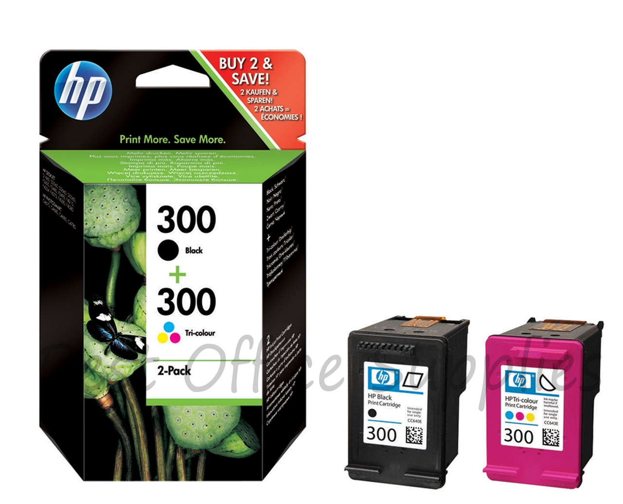 HP 300 Original Black & Tri-Colour 2 Pack Ink Cartridges Multipack ...