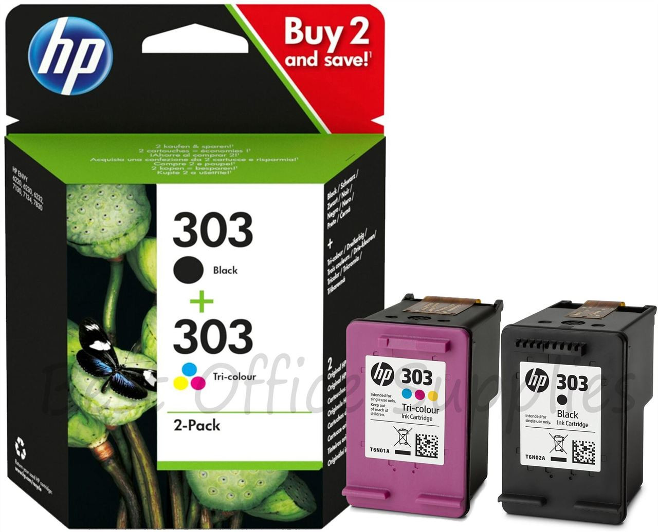 HP 303 Original Black & Tri-Colour 2 Pack Ink Cartridges Multipack ...