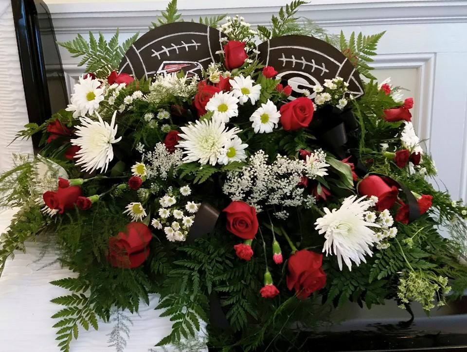 The Bloom Closet's Football Fan Casket Spray