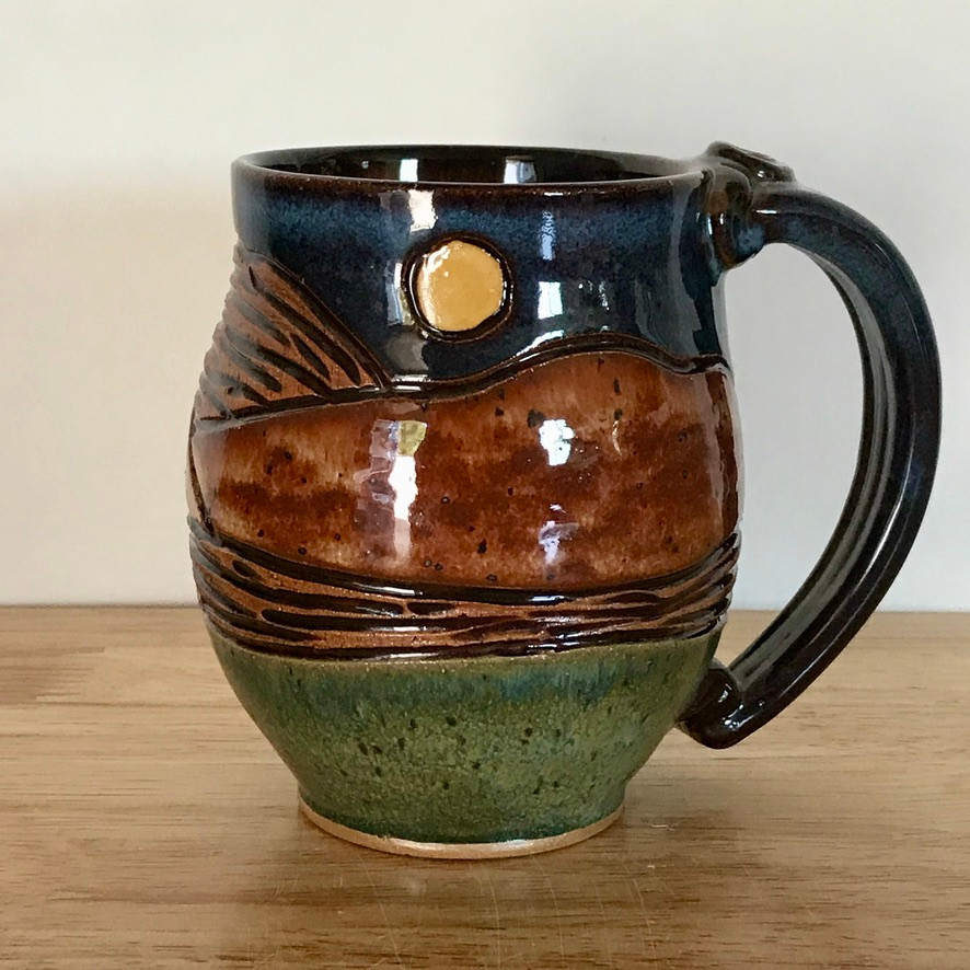 Handmade Pottery Mug Mountain Landscape | Gifted Pottery