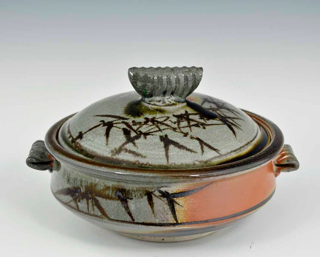 Handmade Pottery Handpainted Grey, Brown Covered Casserole Dish