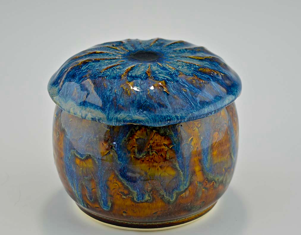 Handmade Pottery Treasure Jar Blue Brown | Gifted Pottery