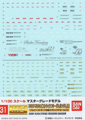 #031 Strike Freedom Gundam [MG] (Gundam Decal) - Hobbyholics