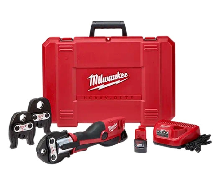 Milwaukee M12 Force Logic Press Tool Kit with 1/2in to 1in Jaws 2473-22 ...