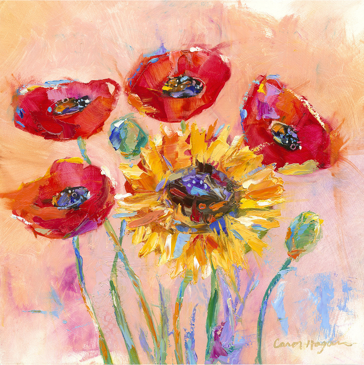 Sunflower Poppies - Landscapes and Flowers | Carol Hagan Studios