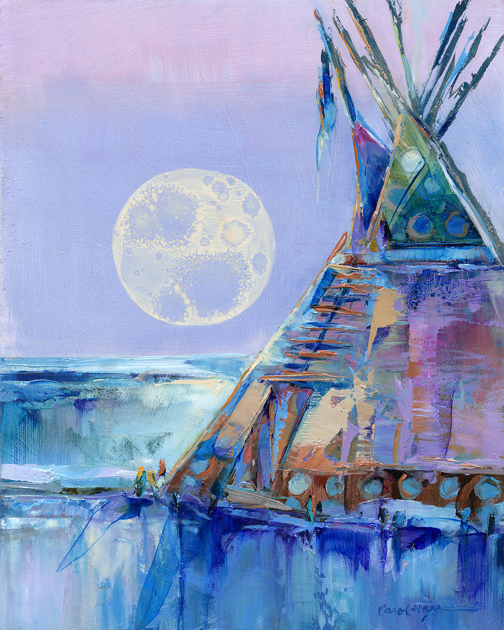Winter Moon Rising - Montana Paintings | Carol Hagan Studios