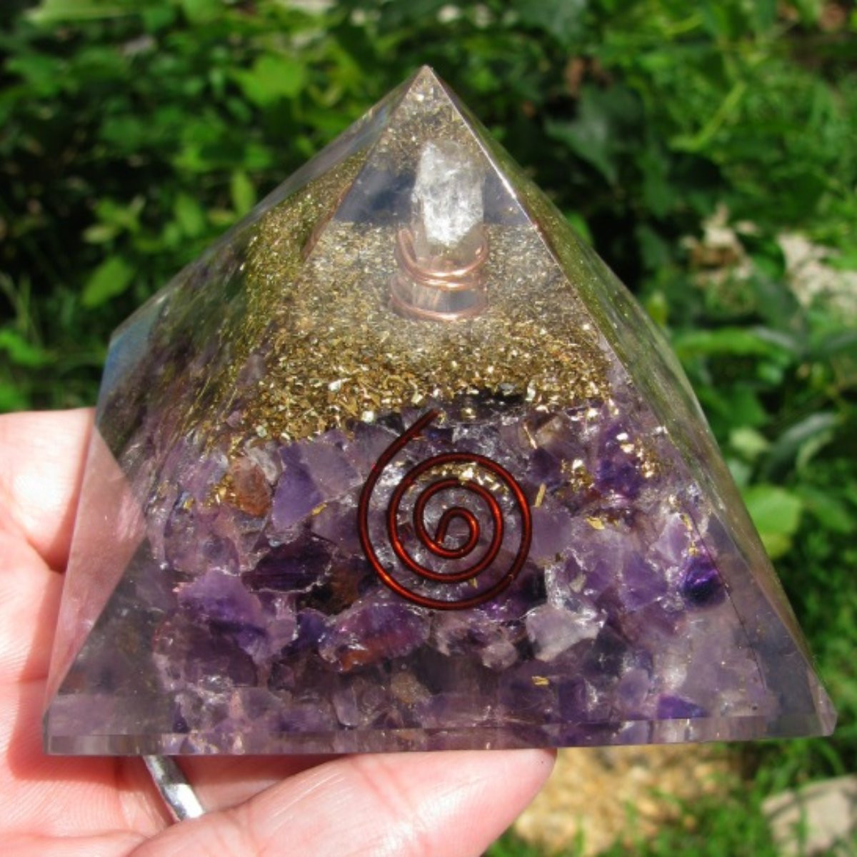 Amethyst Orgonite Pyramid, 2 1/4" Tall, Calming