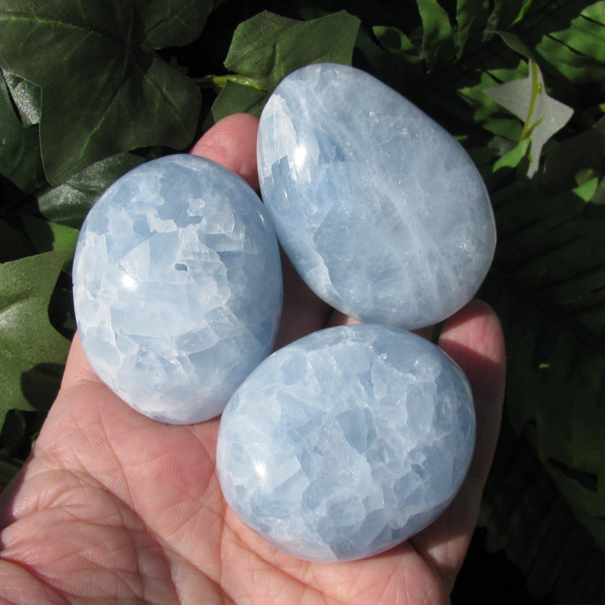 Blue Calcite Palm Stones, Blue Calcite Pebbles