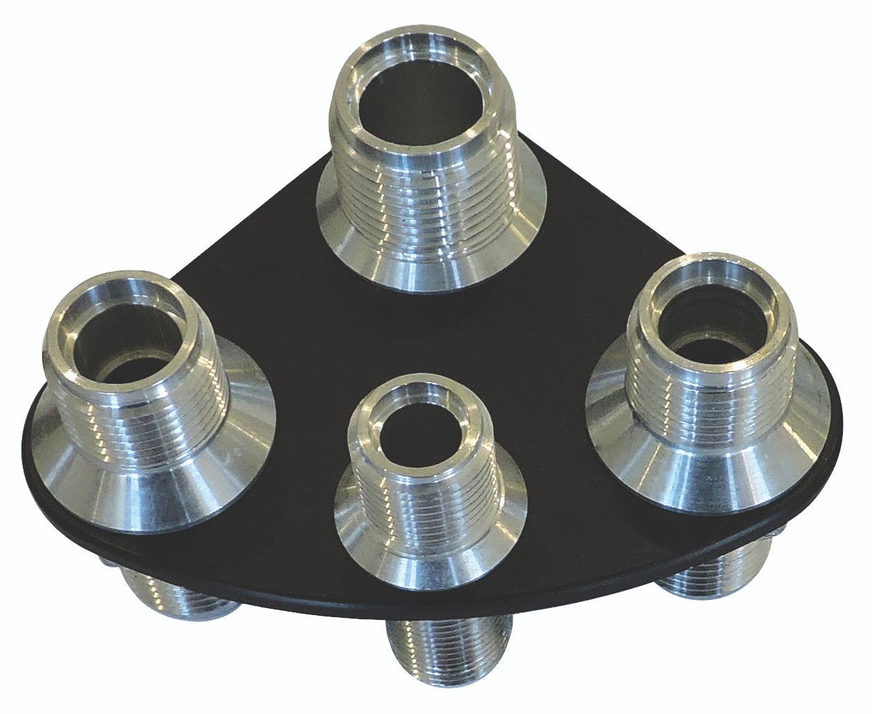 Billet A/C & Heater Bulkhead Rounded Triangle W/ 4 Fittings; Silver ...