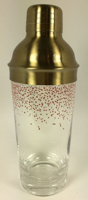 Cocktail Shaker with Red Dot and Brass Top - Vintage Grace