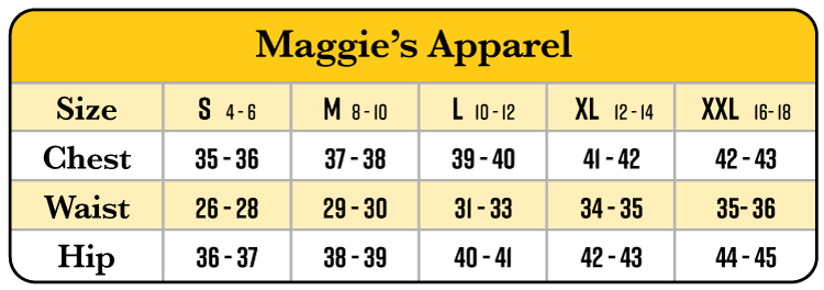 Size Charts - Maggie's Organics
