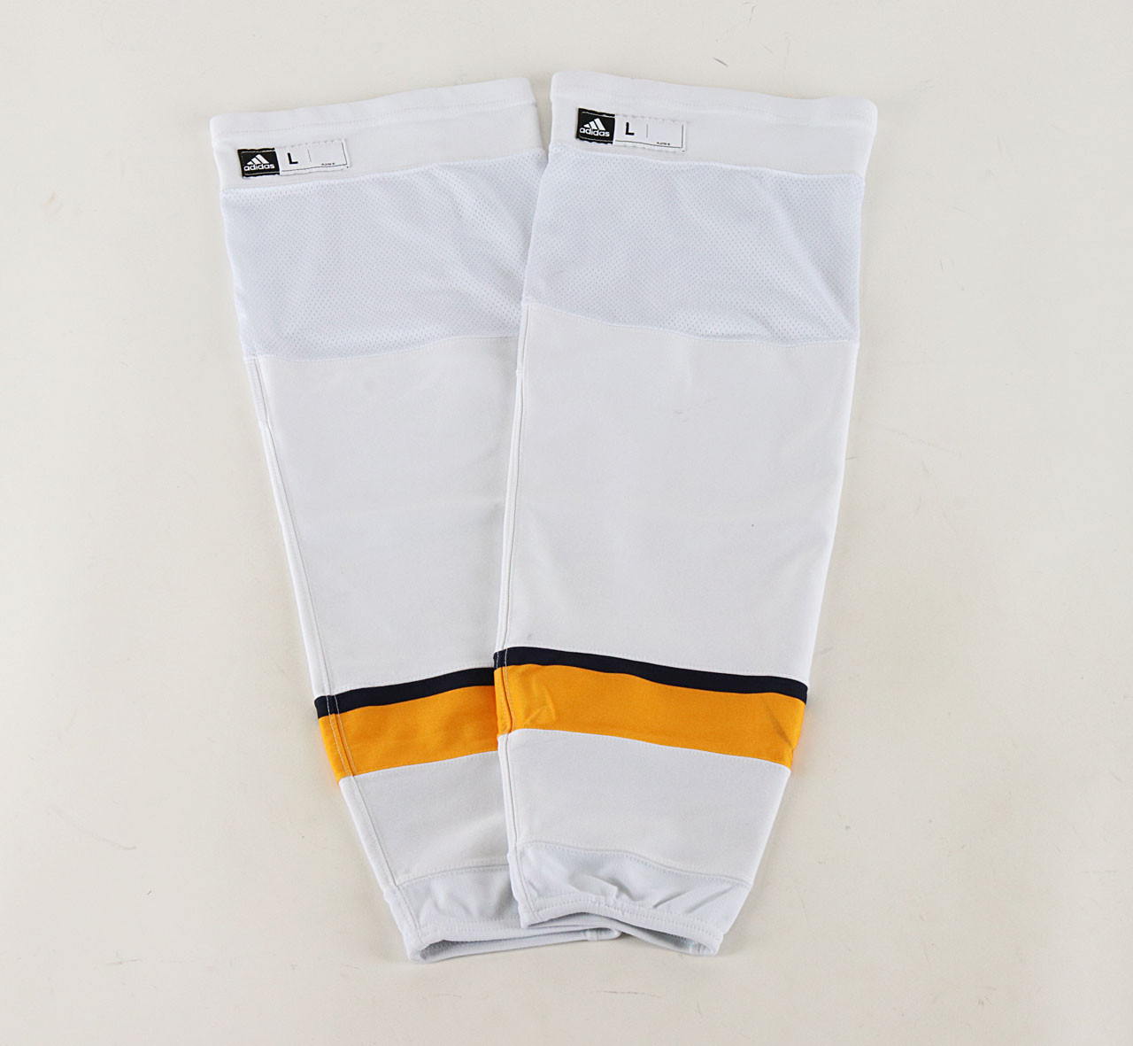 Game Sock - Nashville Predators - White Adidas Size L #2 - Pro Stock Hockey