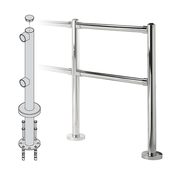 Center Post with Railing Outlets - www.SecurityEntrances.com