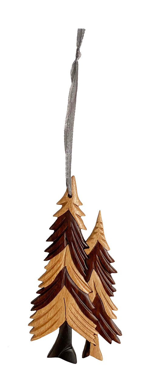 Double Pine Tree Wooden Ornament - Copper World