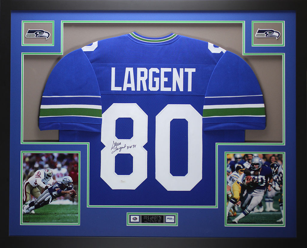 Steve Largent Autographed and Framed Blue Seahawks Jersey