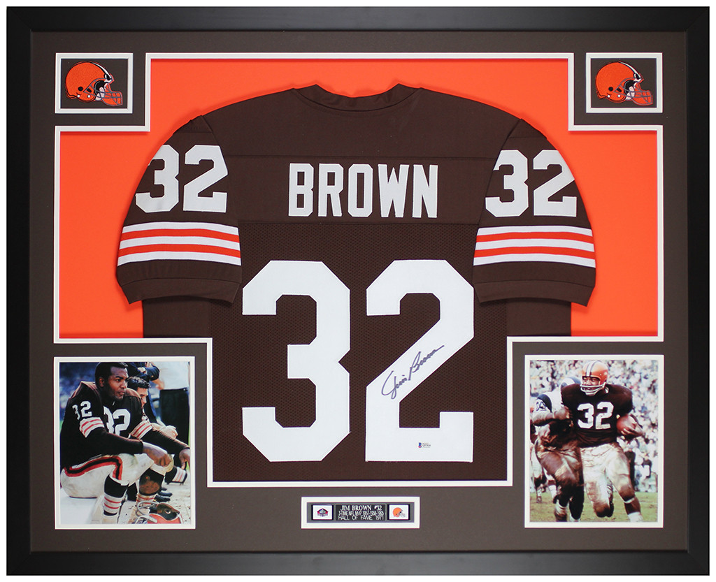 Jim Brown Autographed and Framed Cleveland Browns Jersey