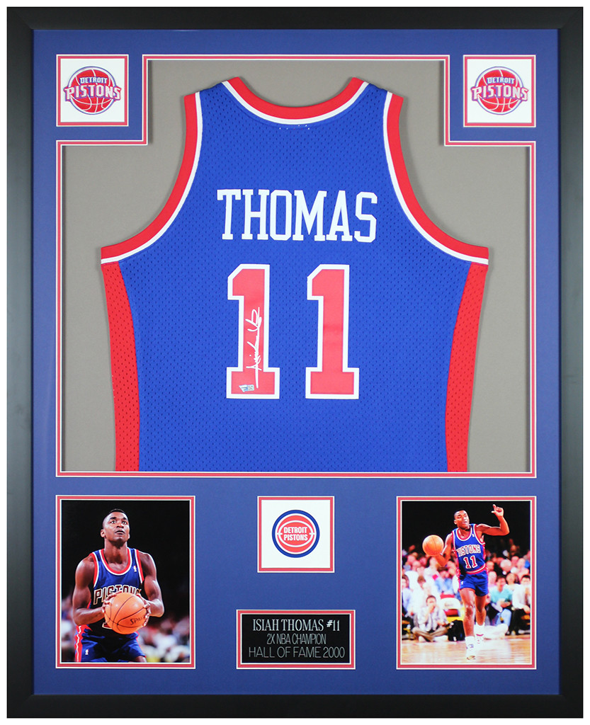 Isiah Thomas Autographed and Framed Detroit Pistons Jersey
