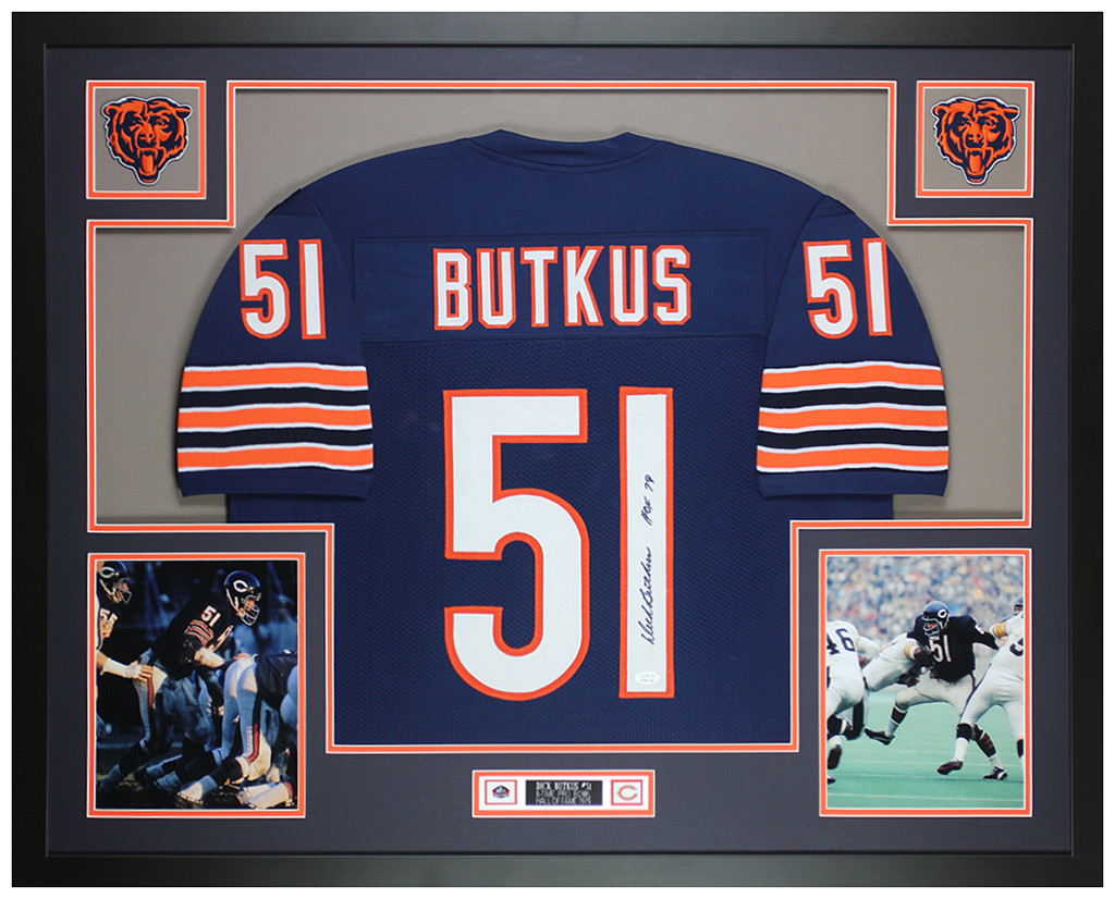 Dick Butkus Autographed and Framed Chicago Bears Jersey