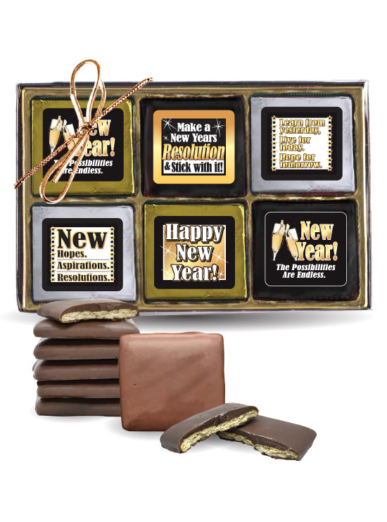 Happy New Year 12pc Chocolate Graham Box