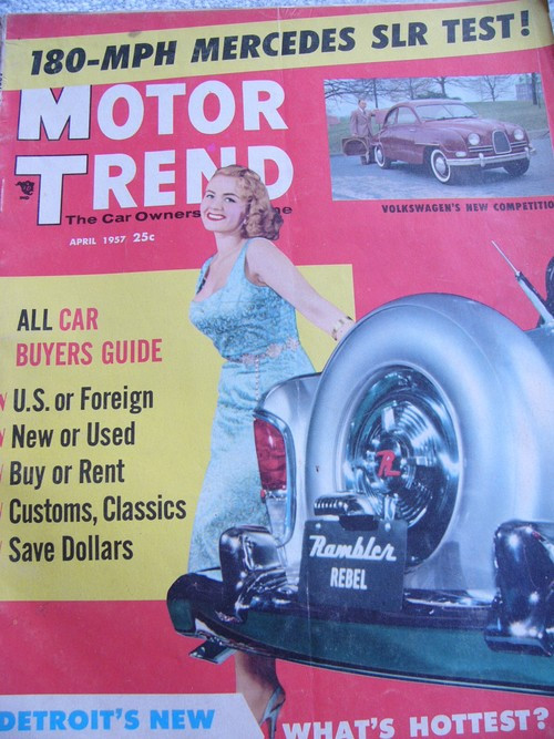 Mercedes 300SLR,Jag XKS,Ranchero,Rambler, Motor Trend April 1957 ...