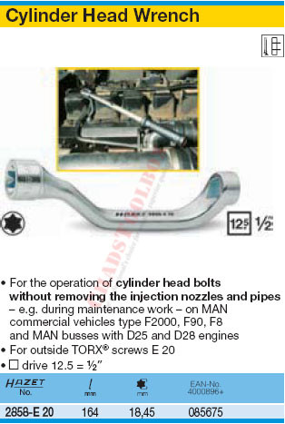 HAZET 2858-E20 CYLINDER HEAD WRENCH - ChadsToolbox.com Inc