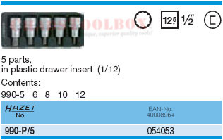 HAZET 990-P/5 SCREWDRIVER SOCKET SET - ChadsToolbox.com Inc