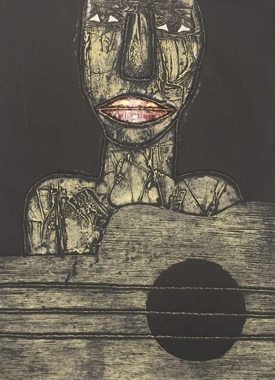 40 Choco (Eduardo Roca Salazar), "El Tres," 2016. Collagraph print ...