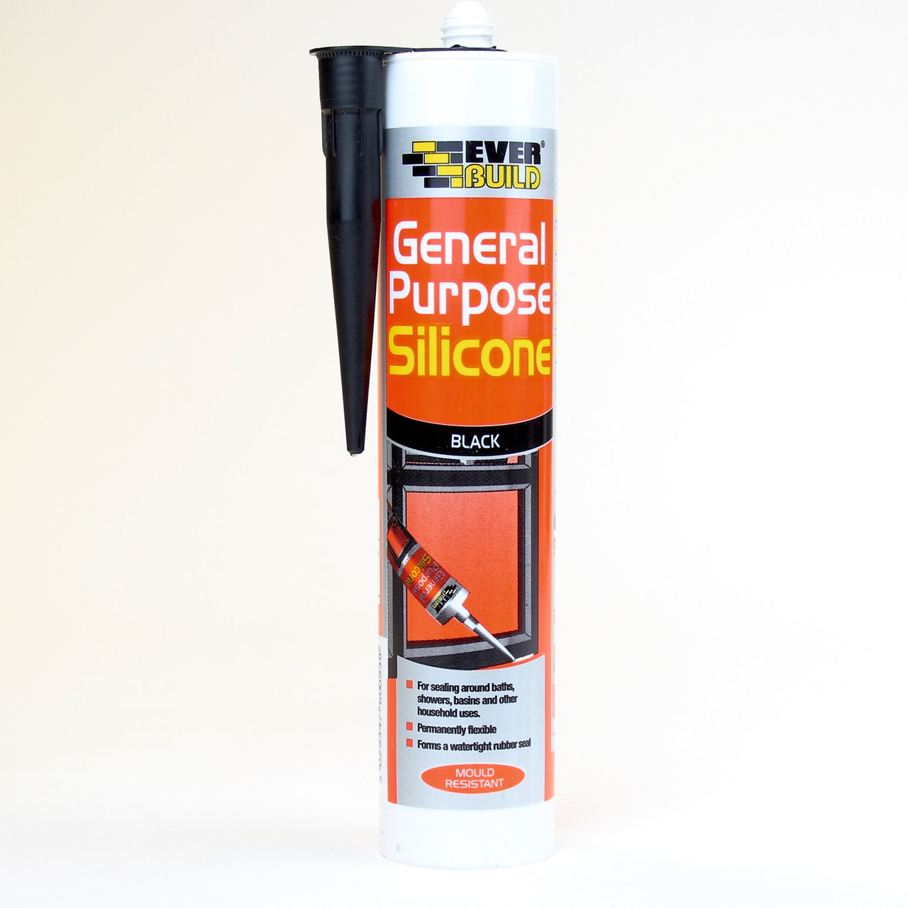 6 x 280ml Everbuild General Purpose Silicone Sealant Black - Shades ...