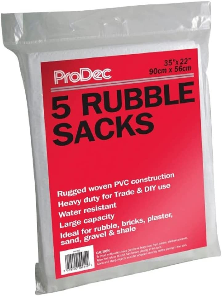 ProDec 5 Pack Ultra-Strong Woven Heavy Duty Builder's Rubble Sacks ...