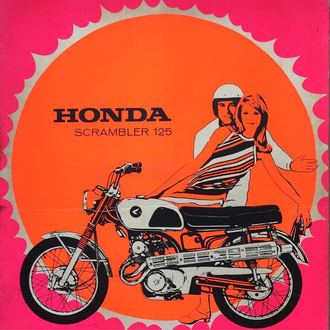 Large Cardboard Honda Motorcycle Scrambler Dealership Poster - NOS ...