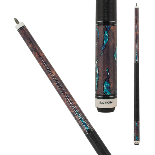 Action Pool Cue ACT154 Fractal-Walnut With Aqua Design - Monster Break ...
