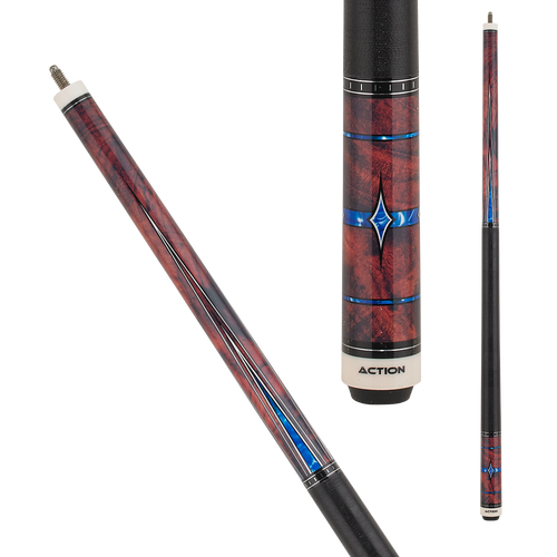 Action Pool Cue ACT155 Fractal-Burl With Blue Diamonds & Points ...