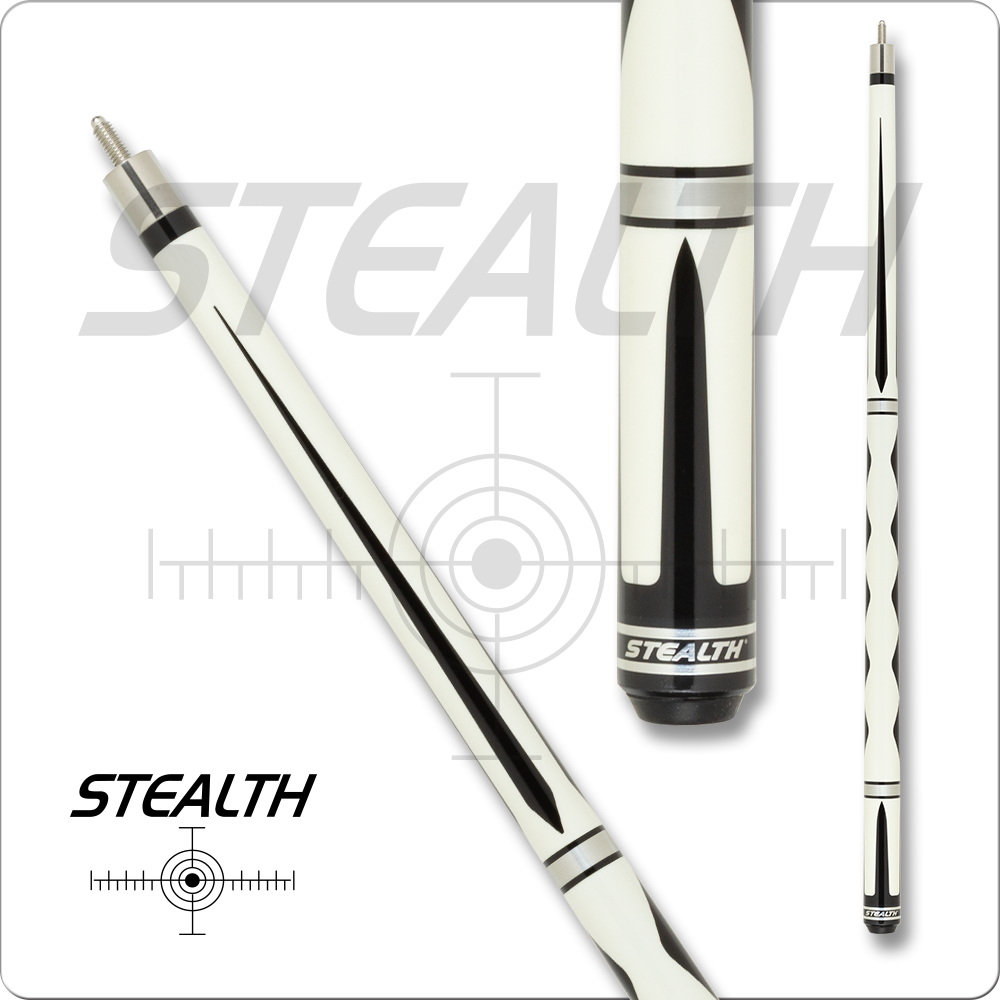 Stealth Pool Cue White with Black STH46 - Monster Break Billiards