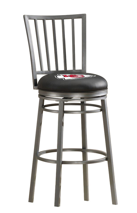 Kansas City Chiefs Pewter Swivel Bar Stool with Back