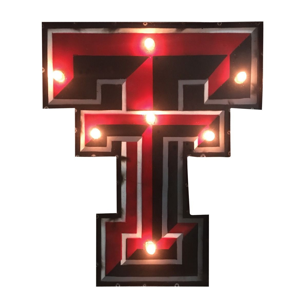 Texas Tech Red Raiders "TT" Logo Lighted Recycled Metal Sign