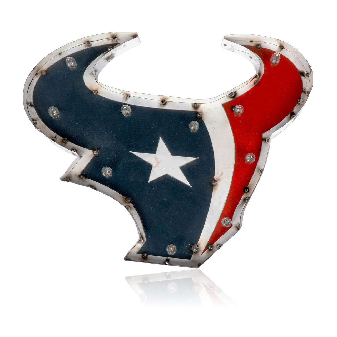 Houston Texans "Bullhead" Logo Lighted Recycled Metal Sign