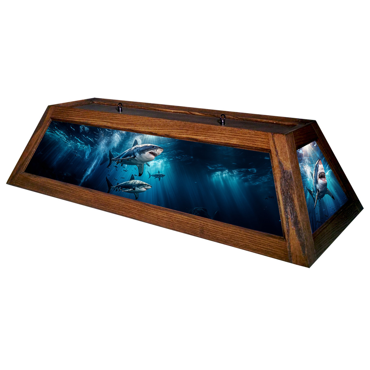 Great White Sharks 42” Billiard Lamp – Brown Frame | CueSight.com