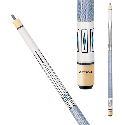 White & Blue w/ Lacquered Action Pool Cue IMP21