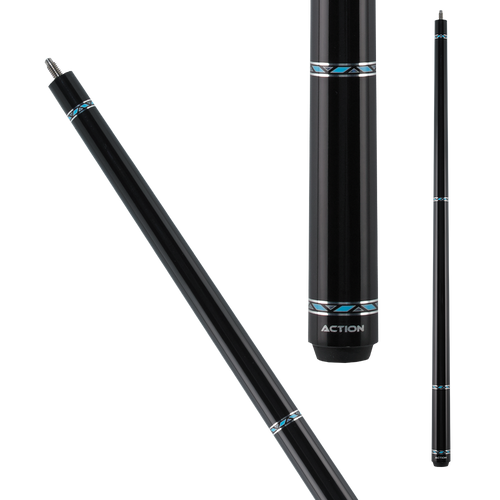 Black w/ Blue & Silver Rings Action Pool Cues VAL26