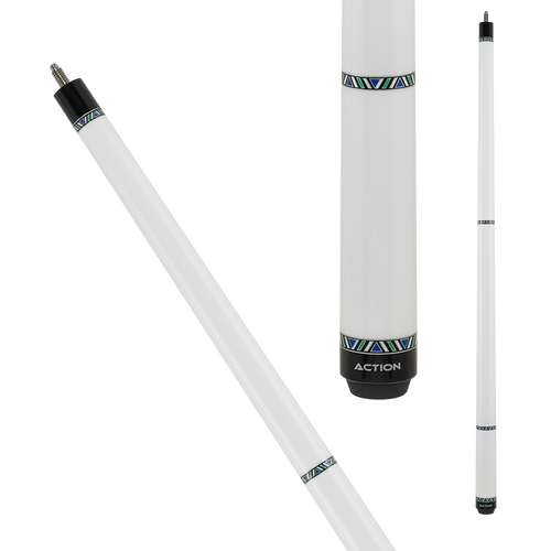 White w/ Black & Turquoise Rings Action Pool Cues VAL28